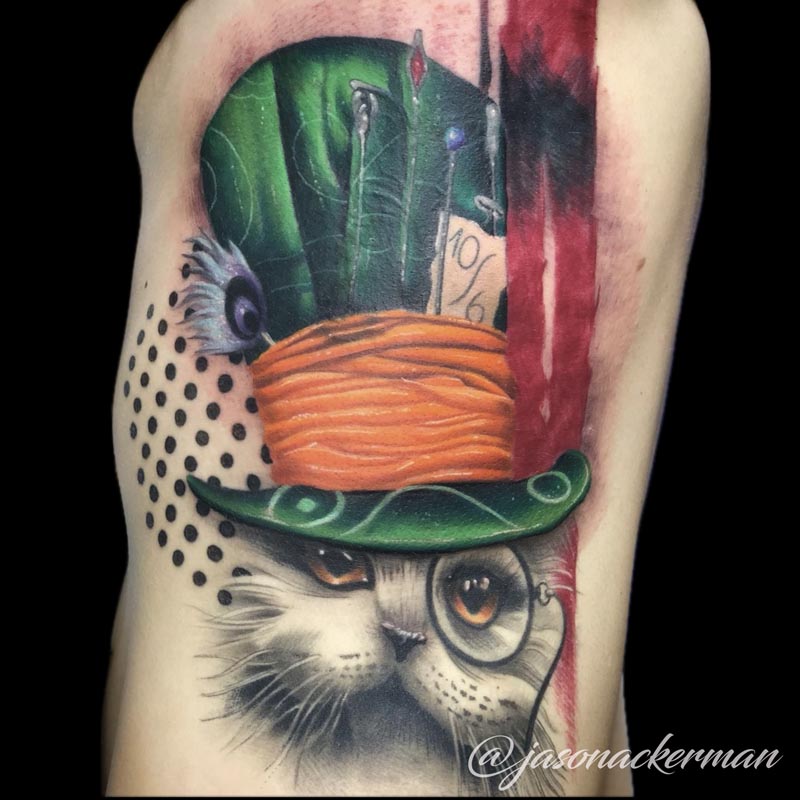 Surrealism, Realism, Color, Portrait, Animal tattoo by Jason Ackerman